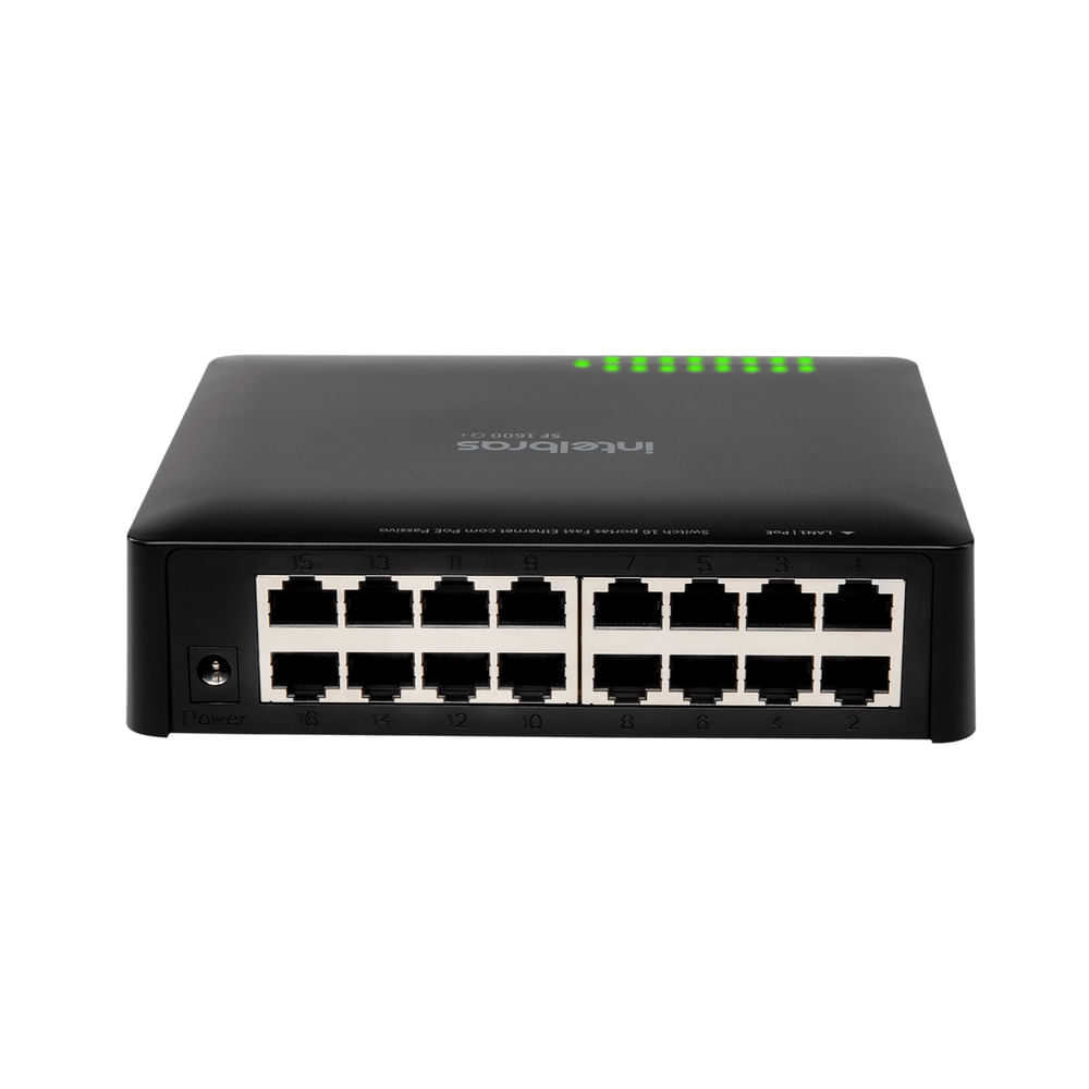 Switch 16 portas Fast Ethernet SF 1600 Q+ Intelbras - khronos